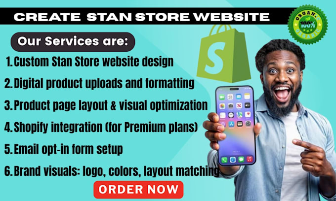 Create stan store website design digital product and shopify stan store ...