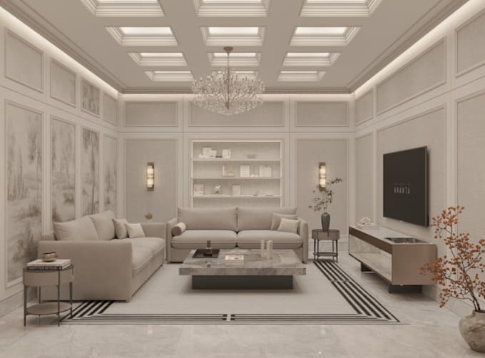 Create 3d interior design for livingroom, kicthen,master bedroom,furniture,sofa by Coltondavice ...