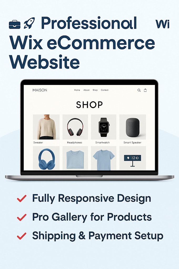 Build a professional wix ecommerce website with marketing and shipping ...