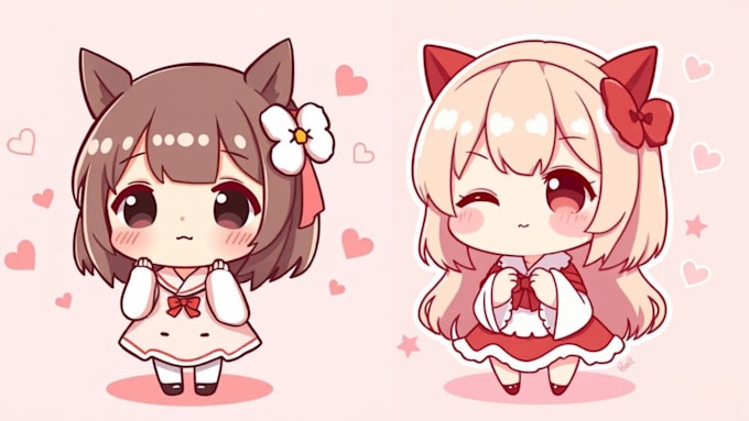 Draw cute kawaii chibi illustration anime vtuber fanart twitch streamer ...