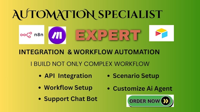 Create n8n automated workflow, n8n ai agent, n8n ai chatbots, voice agents by Sonwa001 | Fiverr