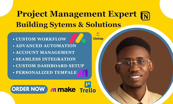 Setup workflow integrate and automate your trello clickup notion monday make com by Raphael ...