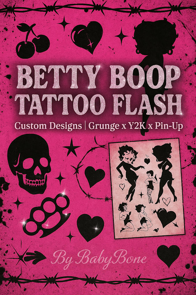 Do a betty boop tattoo flash sheet by Babybonetattoos | Fiverr