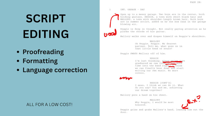 Write scripts following correct formatting and storytelling by ...