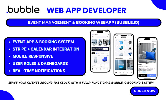 Build bubble io web app saas event booking system with stripe attendee dashboard by Thayer_smith ...