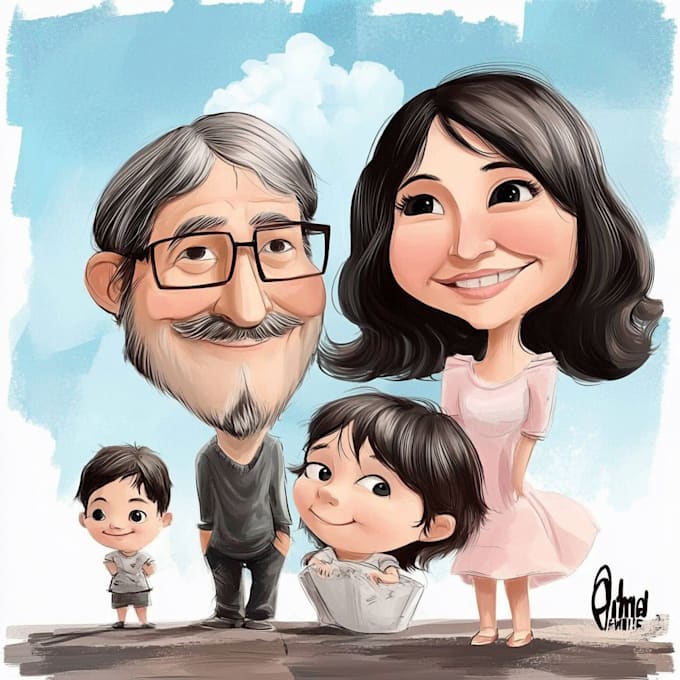 Create digital caricatures, cartoons, family portraits by Sremeaguin ...