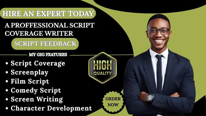 Provide detailed industry level script coverage with feedback on character, plot by Richard ...