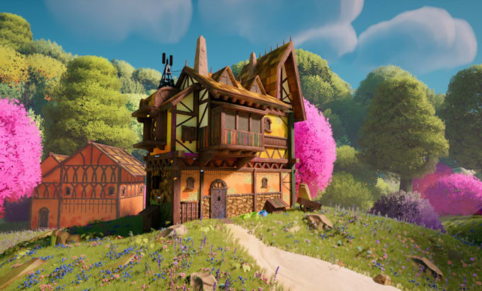 3d game environment level design 3d stylized scene video game map in ...