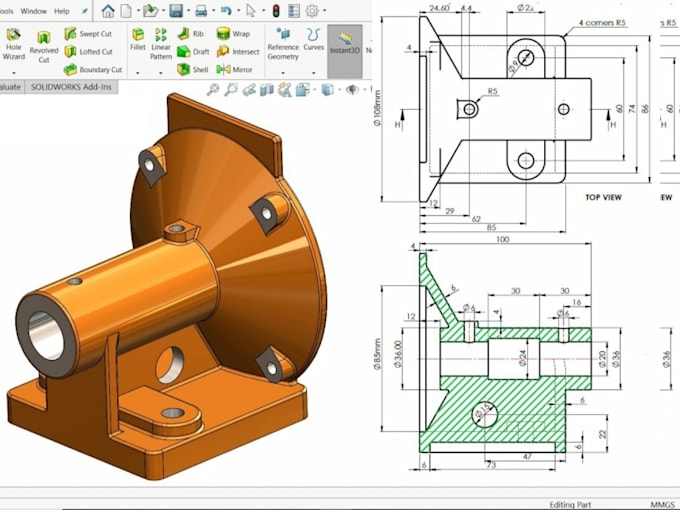 Create professional 2d and 3d cad drawings in solidworks and catia v5 by Omar_elallali | Fiverr