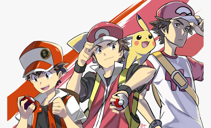 Draw pokemon trainer with nice background by Poej974 | Fiverr