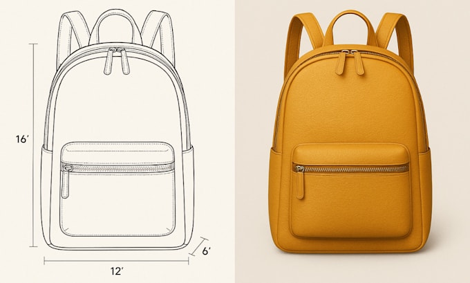 Design full tech pack for bag concept, backpack, purse, handbag spec sheet by Emma_ini | Fiverr