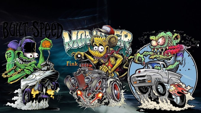 Create illustration in rat fink style for t shirt by Alice_barker6 | Fiverr