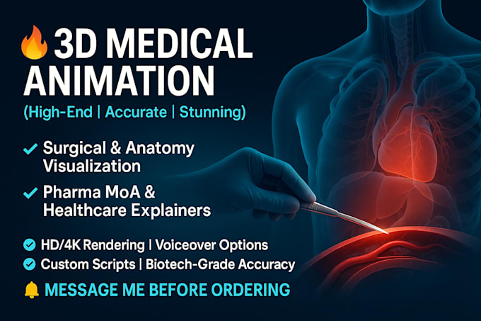 Create a stunning 3d medical animation for anatomy or surgical ...