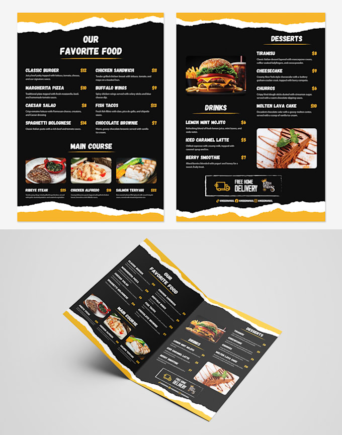 Modern restaurant menu design by Adnansanri | Fiverr