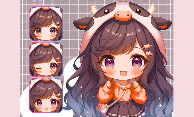 Design live2d chibi vtuber character anime vtuber rigging png tuber gif ...