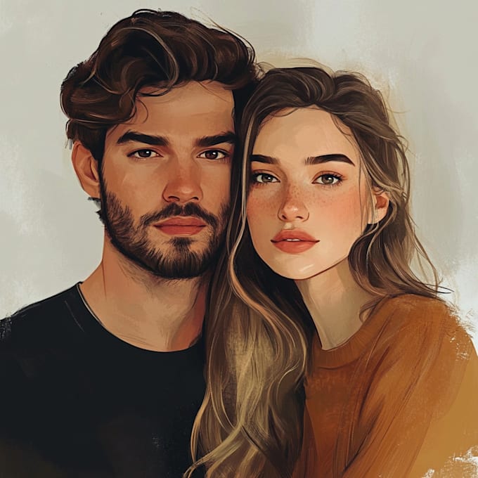 Draw couple portrait for wedding illustration by Joishacaldwell | Fiverr