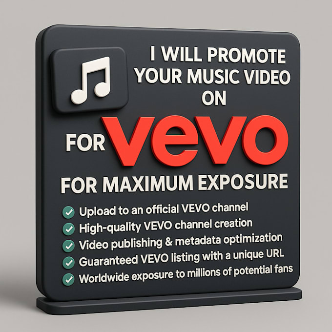 Promote your music video on vevo for maximum exposure by Framidds | Fiverr
