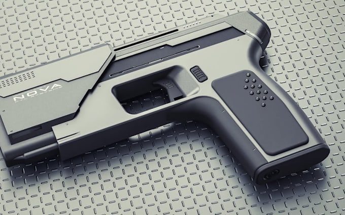 Create 3d sci fi gun logo for video game, animation,fortnite game and ...