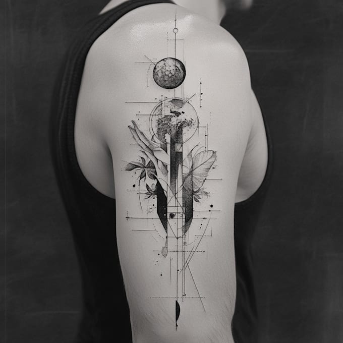 Microrealistic linework and geometric style tattoo design by Estiaolman ...