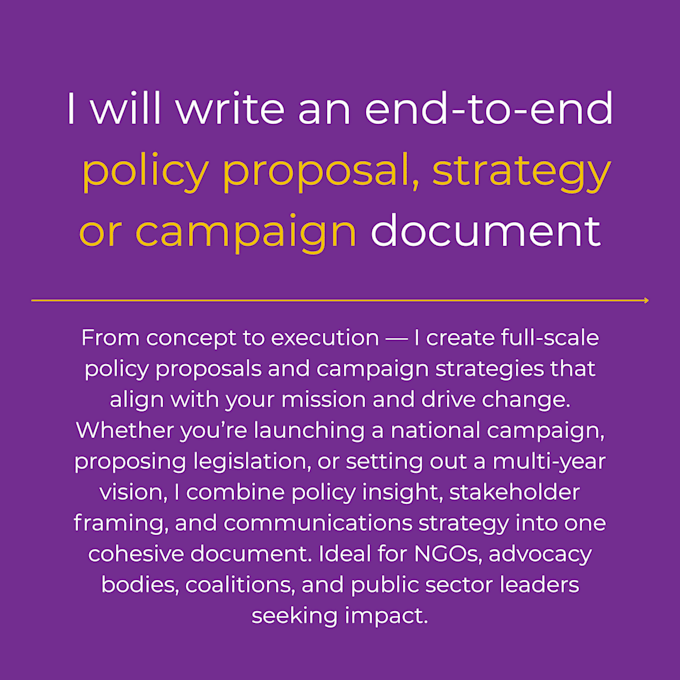 Write a full policy proposal, strategy or campaign plan for impact and ...