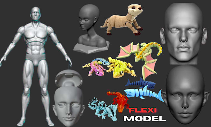 Flexi toy bjd articulated model stl 3d toy design ball jointed doll 3d ...