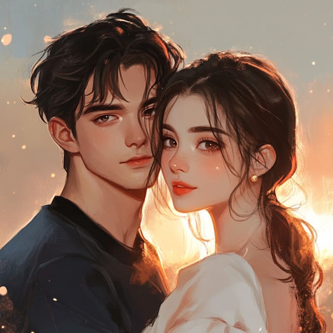 Draw couple illustration anime character art by Mulodile1 | Fiverr