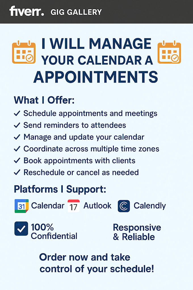 Calendar and appointment scheduling services by Kimacha | Fiverr