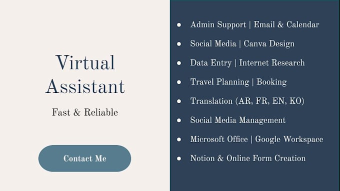 Be your reliable virtual assistant for admin tasks by Badrihiba | Fiverr
