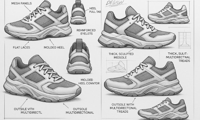 Design shoes techpack and sneakers 3d shoe model shoe mockup for ...