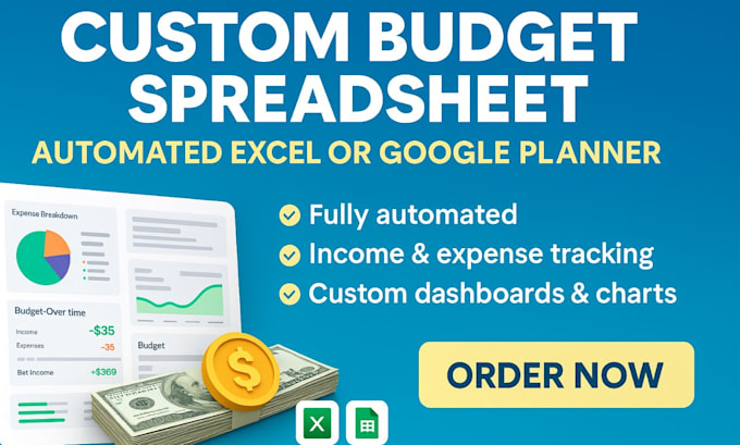 Create custom budget spreadsheet, automated excel or google sheets ...