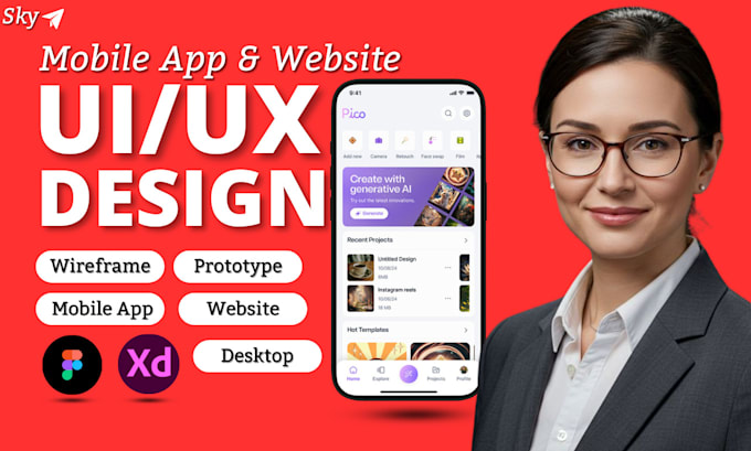 Design modern mobile app ui ux with wireframe and interactive prototype on figma by Sky_ui_ux ...