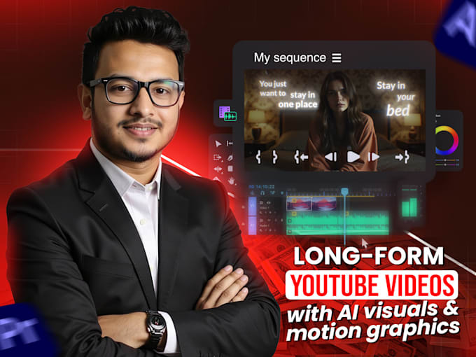 Edit long form youtube videos with ai visuals and motion graphics by R0biul_islam | Fiverr