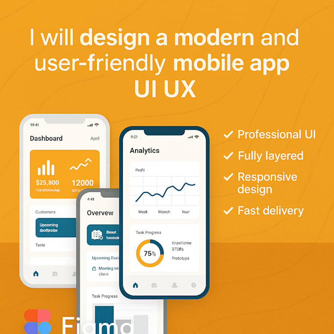 Design a modern and user friendly mobile app ui and ux using figma by Tairimeti | Fiverr