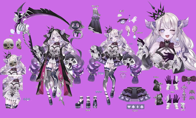 Design anime vtuber character reference sheet oc vtuber ref sheet ...