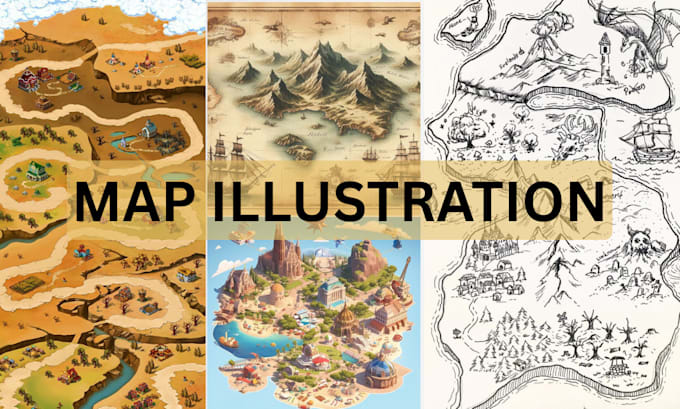 Draw fantasy map illustration isometric map vector map cartography city ...