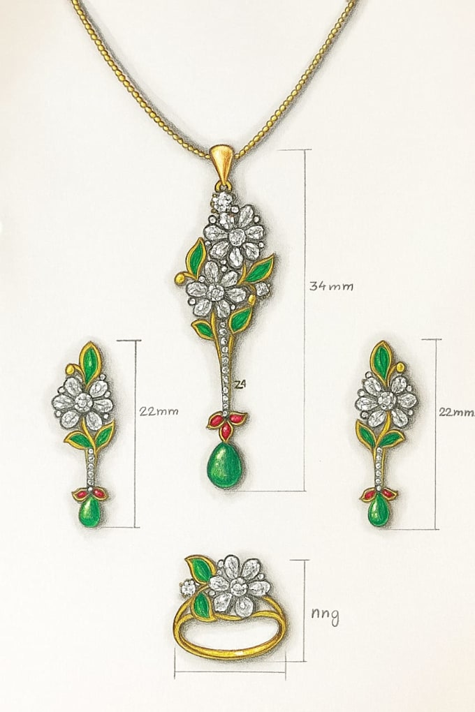 Create custom jewelry design from sketch to cad by Kriv1610 | Fiverr