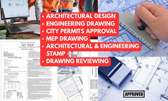 Draw stamp architectural drawing, engineering drawing, city permits ...
