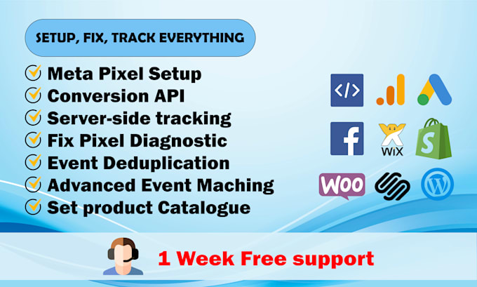 Setup or fix meta pixel, conversion api, gtm, server side and ecommerce ...