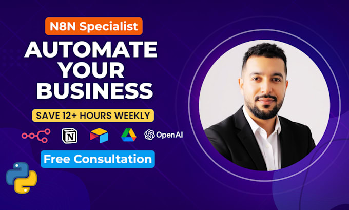 Save you hours by automating tasks using n8n python and ai workflows by Azenautomation | Fiverr