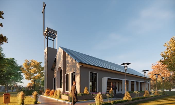 Cgi 3d interior and exterior for church, shul, temple, synagogue with ...