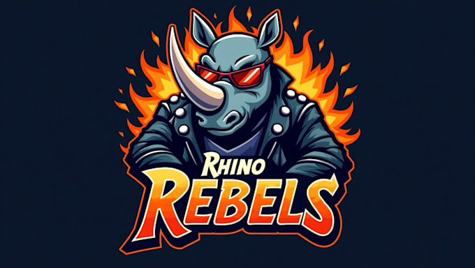 Design outstanding rhino rebel mascot logo with express delivery by ...