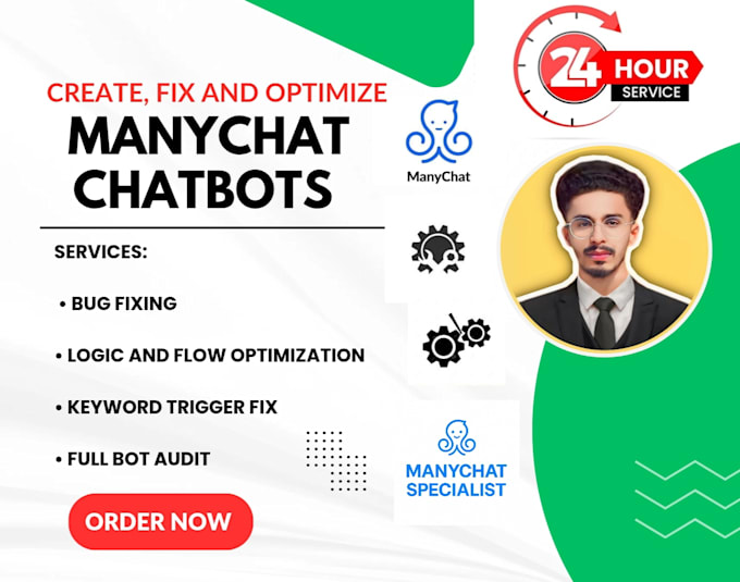 Create, fix and optimize any manychat chatbot messenger, ig, whatsapp by Botcraftershub | Fiverr