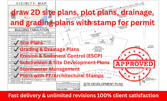 Draw 2d site plans plot plans drainage and grading plans with stamp for permit by Arc_richard23 ...