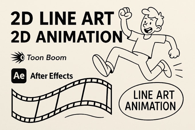 Create 2d line art, 2d animation, line art, line art animation hand ...