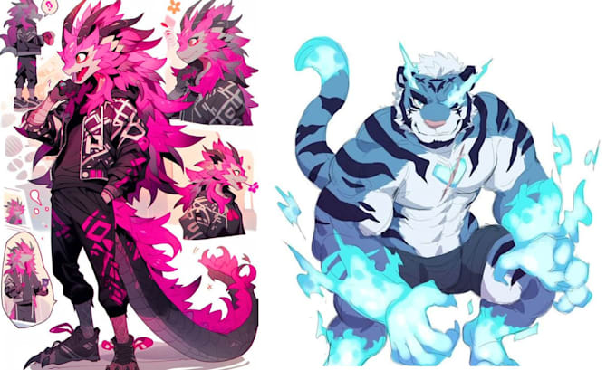 Draw furry art character fursona, cartoon character furry reference ...