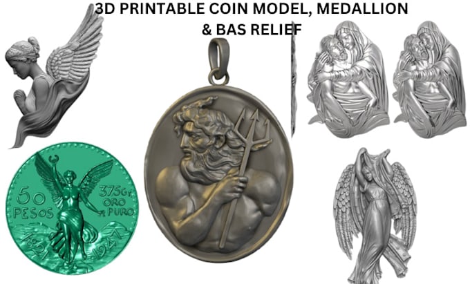 Do 3d bas relief design, 3d printable coin model, cnc design, stl,3d ...