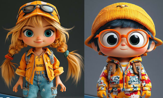 Make 3d cartoon character cute cartoon character animal mascot in pixar ...