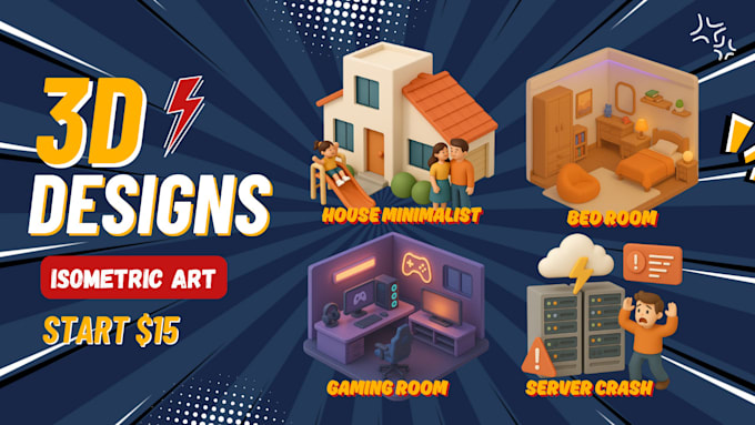 Create stunning 3d isometric art by Faithmaed | Fiverr