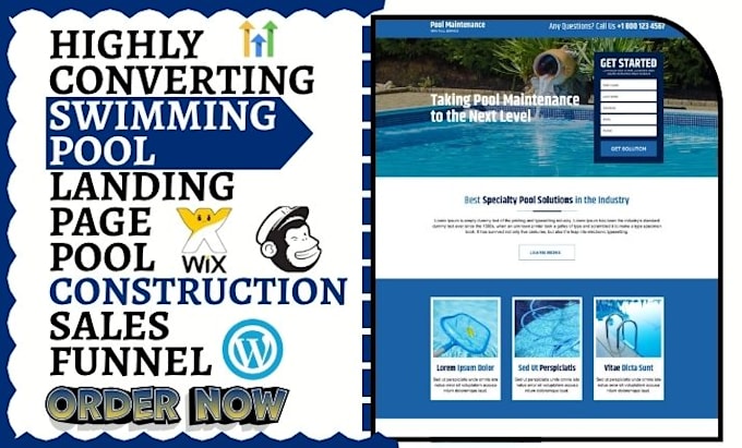 Build swimming pool landing page pool website pool cleaning ...