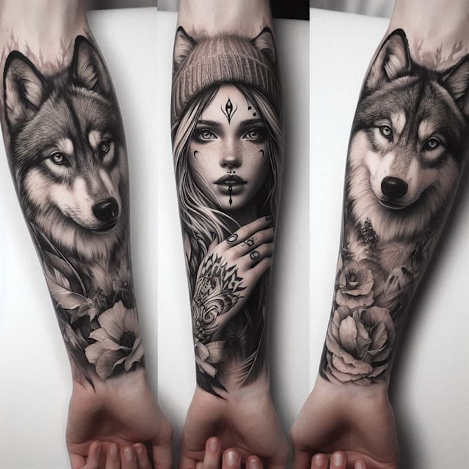 Create realistic custom tattoo design, tattoo sleeve by Wolvutorb | Fiverr